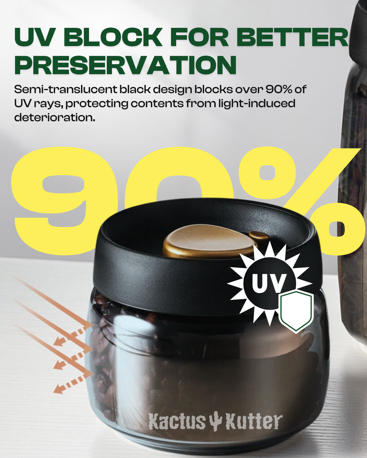 KACTUSKUTTER Vacuum Sealed Jar 400ml Airtight Containers Smell Proof S ...
